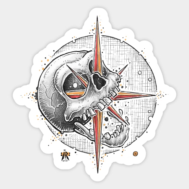 Skull Compass Compass Sticker Teepublic
